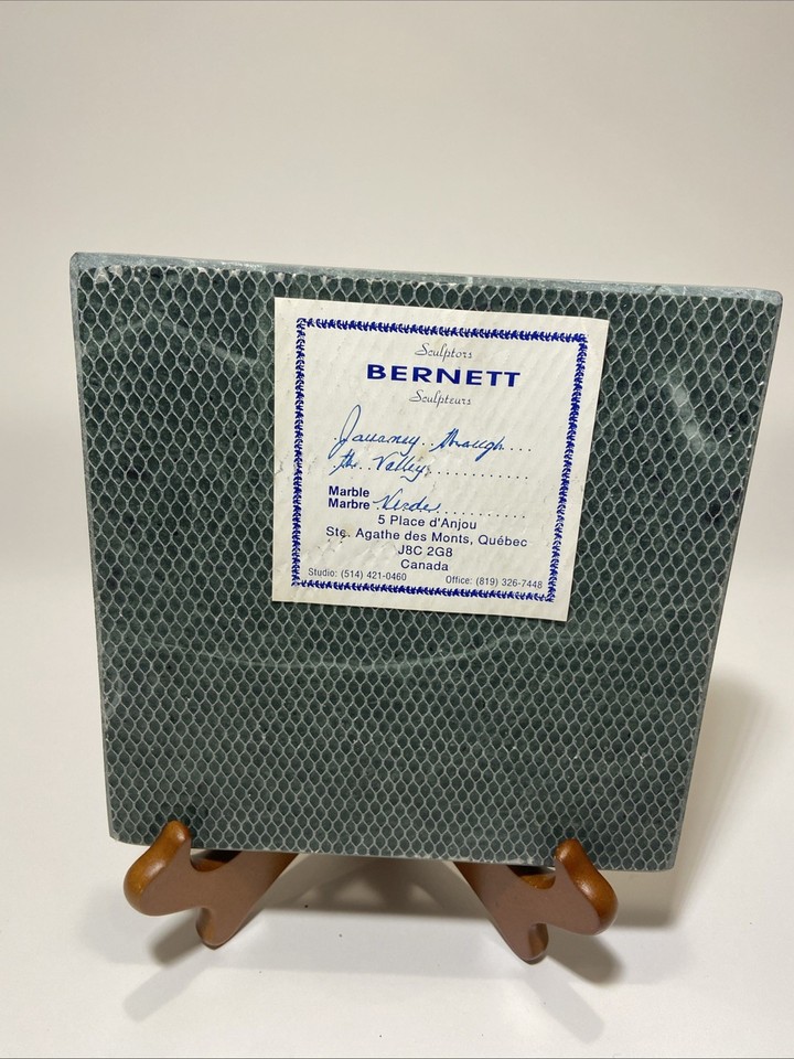 David Bernett Signed Carved Green Marble Sculpture Journey Through The ...