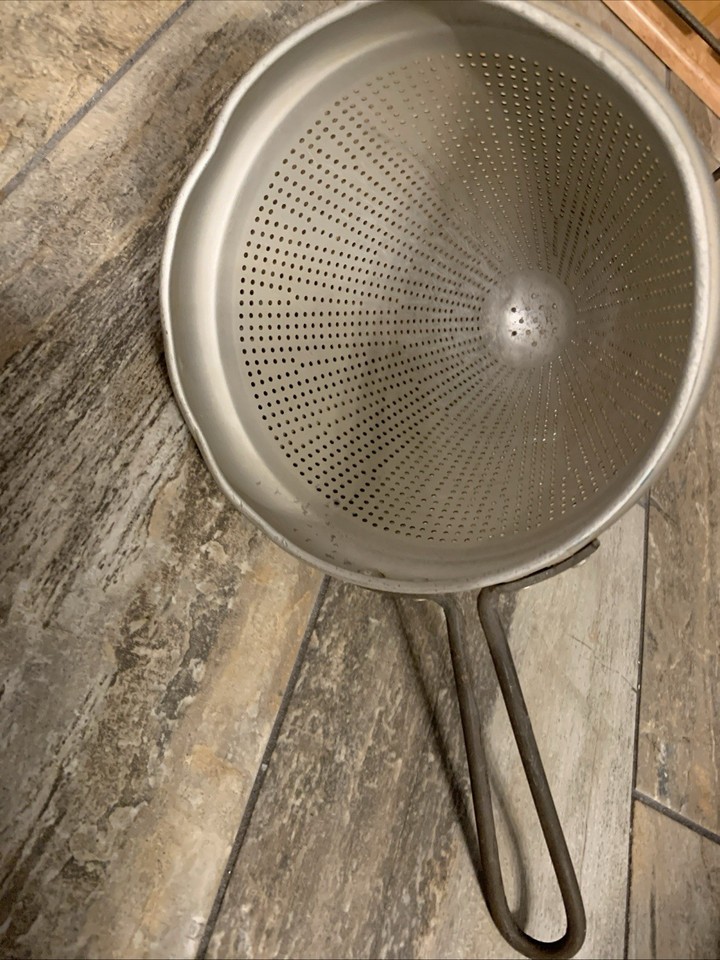 Vintage Aluminum Food Mill Cone Sieve Colander Strainer With Wood ...