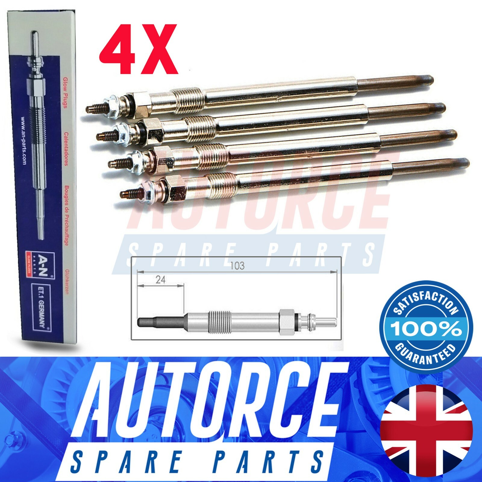 4x Heater Glow Plugs For Ford Transit Tourneo Ranger 2.2 Land Rover ...