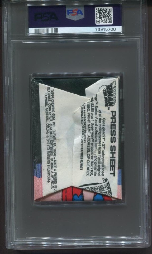 1978 TOPPS SUPERMAN THE MOVIE 1ST SERIES WAX PACK - PSA 7 NEAR MINT ...