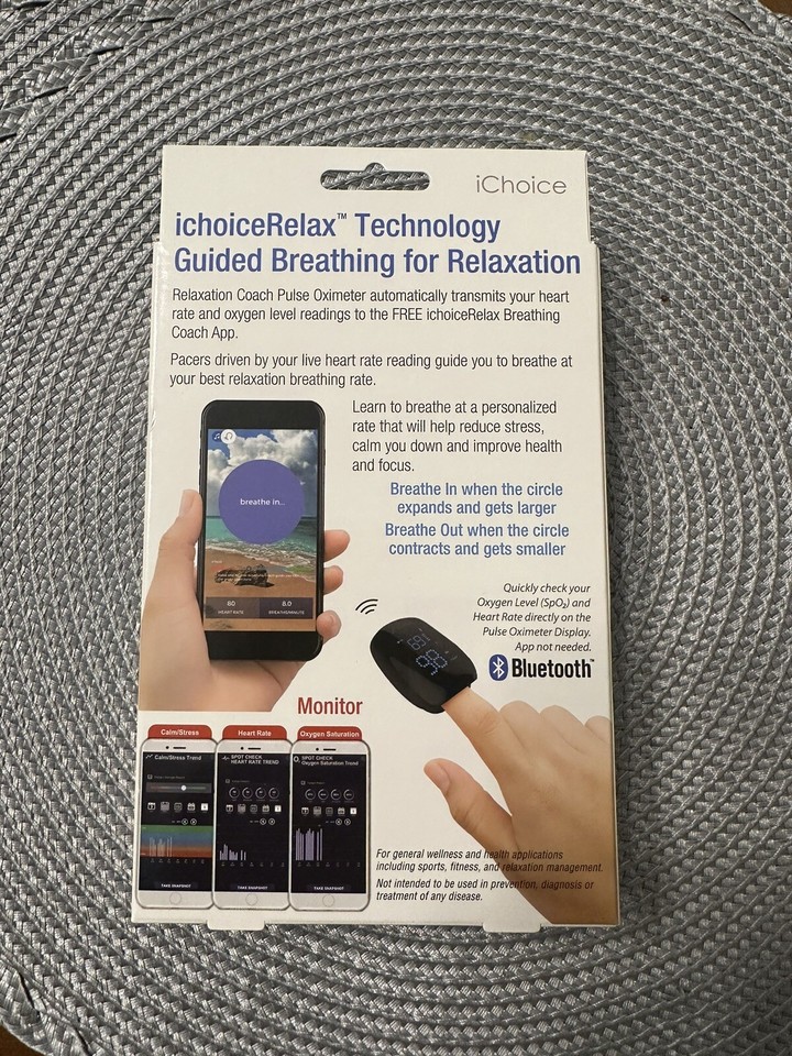 iChoice Smart Pulse Oximeter + Free App For Relaxation Breathing ...