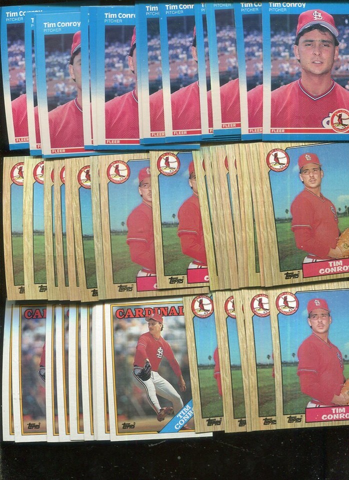 TIM CONROY BULK LOT OF 100 BASEBALL CARDS ATHLETICS CARDINALS ...