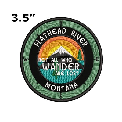 Flathead River Montana Patch Iron-On Embroidered Applique Nature Badge ...