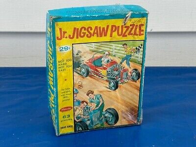 Vintage 1960s Whitman DRAG RACING Hot Rod JR Jigsaw Puzzle With Box ...