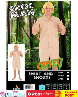 Mens Croc Man Crikey Safari Jungle Steve Irwin Crocodile Hunter ...