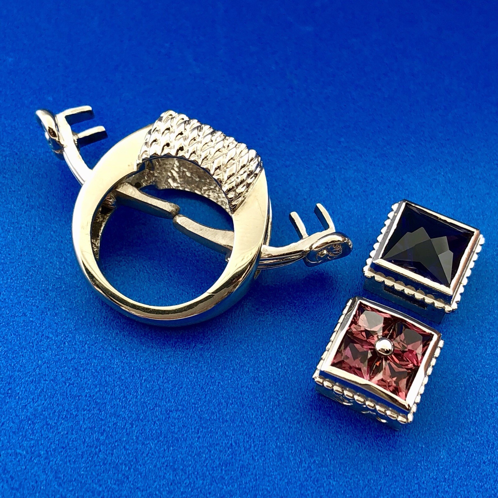 Goldman Kolber GK 14K White Gold 925 Silver 2 Insert Spinel ...