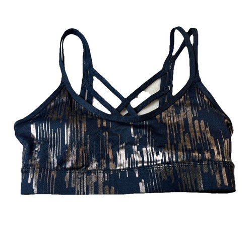 Joy Lab Sports Bra Womens extra SMALL Navy Metallic Graphic Racerback ...