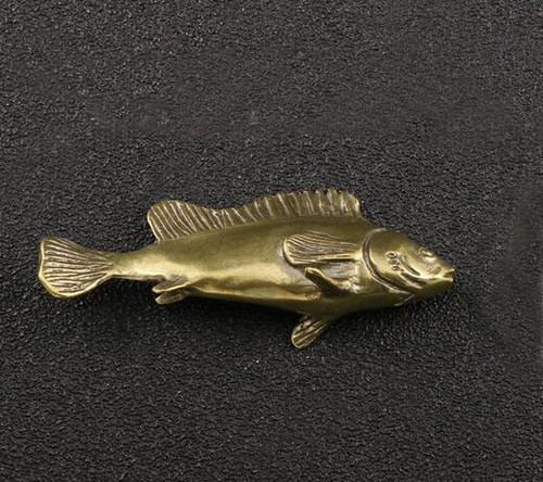 1 PC Small Brass Fish Figurines 56*20MM Brass Fish Statue Home Office ...