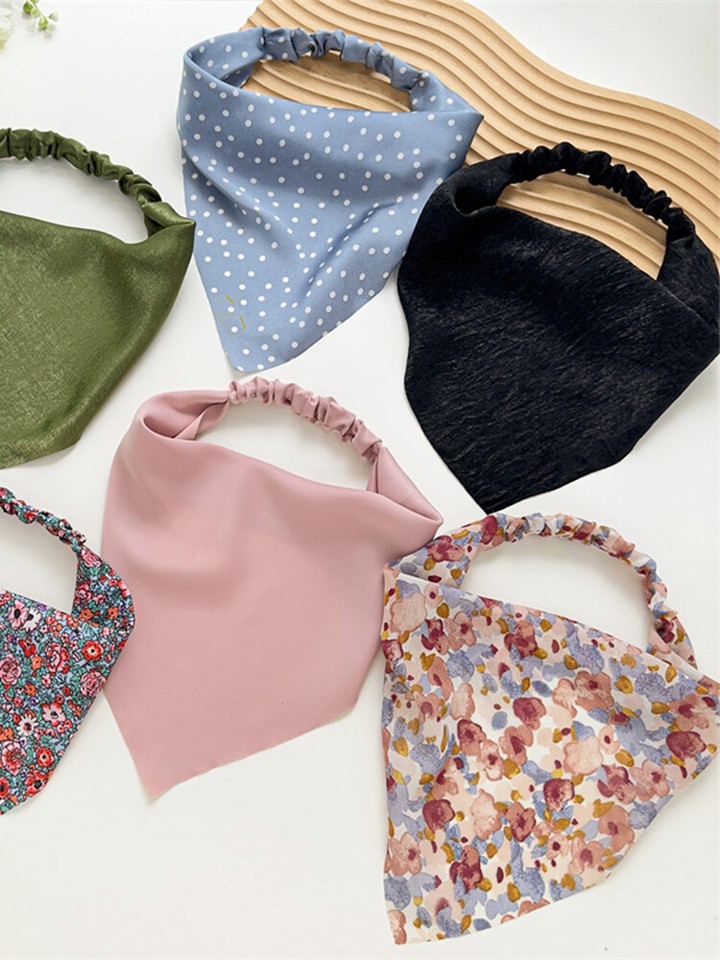 Satin Solid Color Floral Headband Hair Accessories Hair Scarf Turban ...