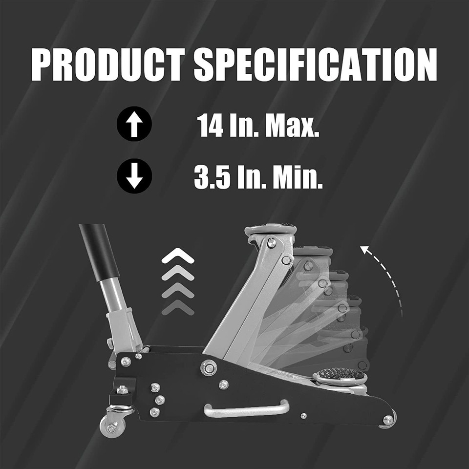 Torin Hydraulic Low Profile Aluminum Steel Racing Floor Jack Dual Pump ...