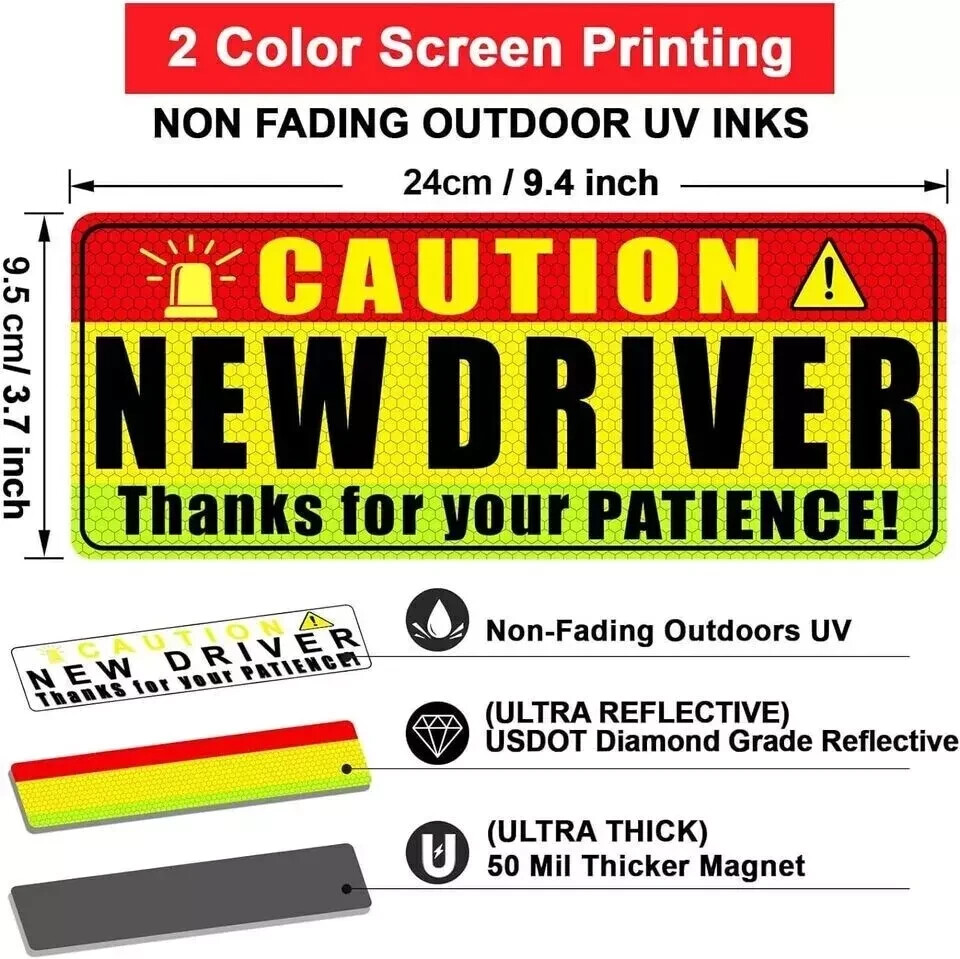 New Driver Magnet Bumper Car Sign Stickers For A New Driver Sign (Pack ...