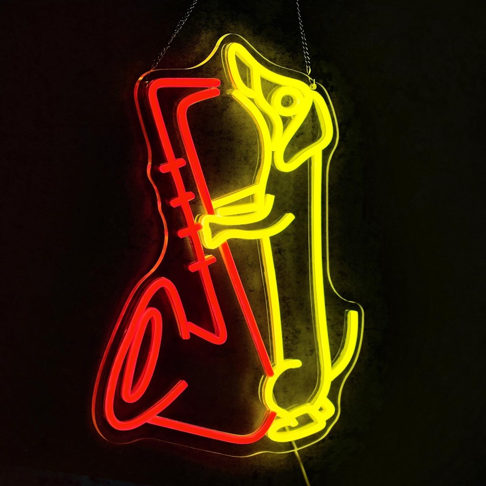 Virlusy Dachshund Neon Sign for Wall Decor Dimmable Medium, Yellow Red ...