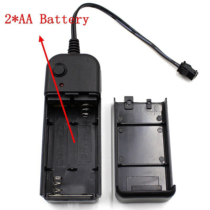 DC3V AA Battery Holder Box For 1-5m Light EL Wire Battery Cover Box ...