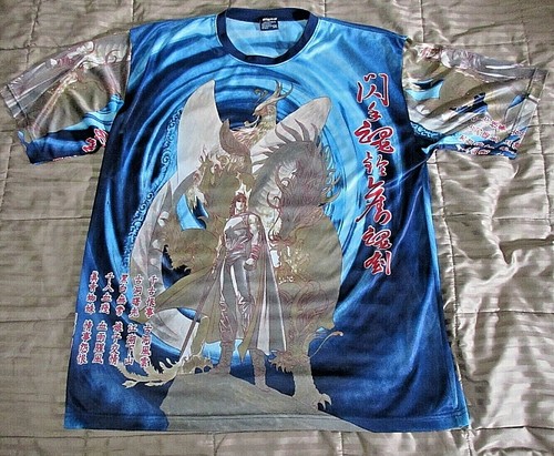 RARE ANIME MANGA TEE VINTAGE RETRO ASIAN THOR LIKE POLYESTER BIGND XXL ...