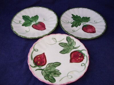 Blue Ridge Wild Strawberry Colonial 3pc Lot Dessert Bread Plates USA ...