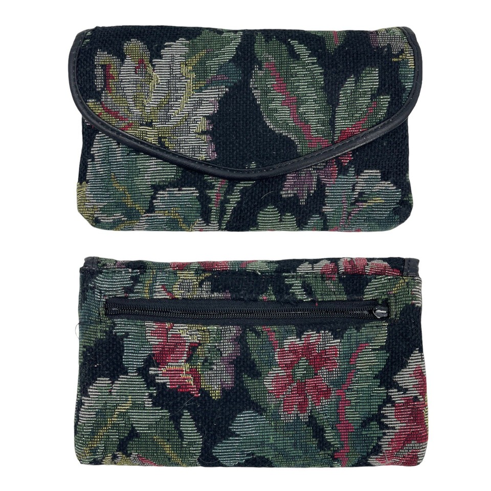 Vintage 70s 80s Small Tapestry Clutch Bag Wallet Checkbook Card Key Fob ...