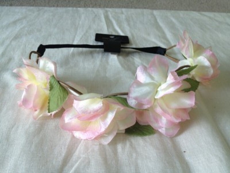 Large Pink ivory flower garland head dress Festivals BNWT | eBay UK