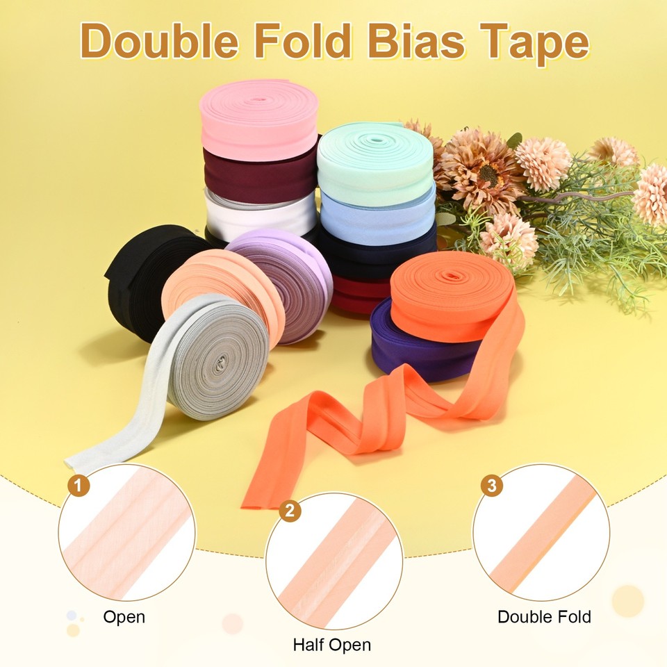 Double Fold Bias Tape (1 Inch x 10 Yards, Beige) - Bias Binding Tape ...