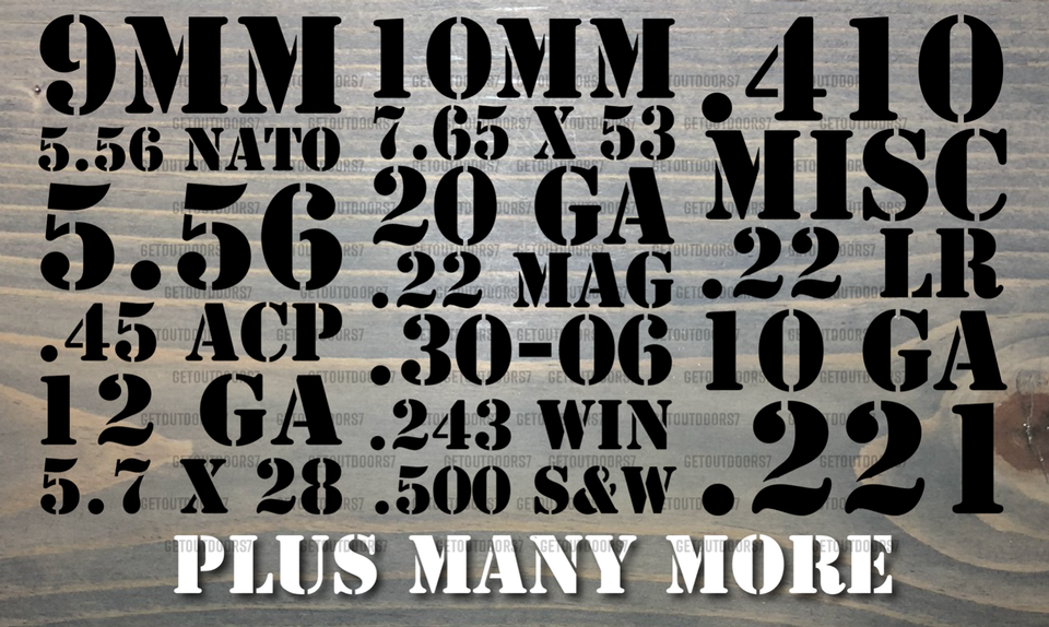 Ammo Can Vinyl Decals Stickers 9MM 5.56 Various Bullet Calibers Labels ...