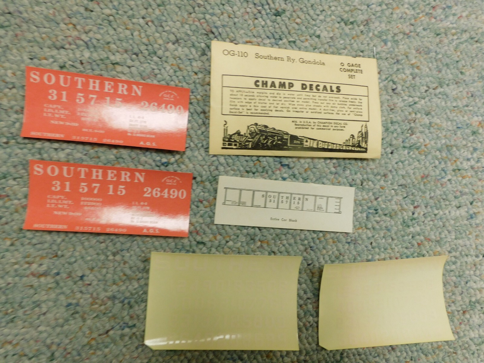 Champ decals O Gauge OG-110 Southern Rail gondola H220 | eBay