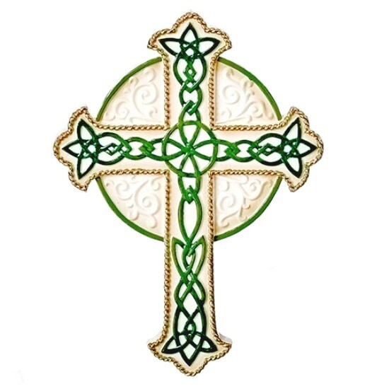 Irish Catholic Cross Mullingar Pewter Standing Celtic Cross 7" Tall.