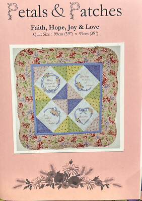 Petals & Patches - Faith, Hope, Joy & Love stitches pattern Size 39” X ...