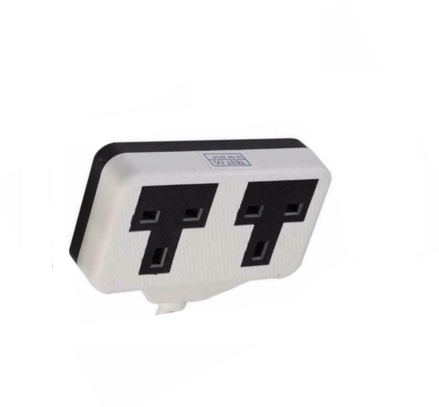 13A Socket Two Way High Impact Rubber Plug Mains Power Switch-2 Gang uk ...