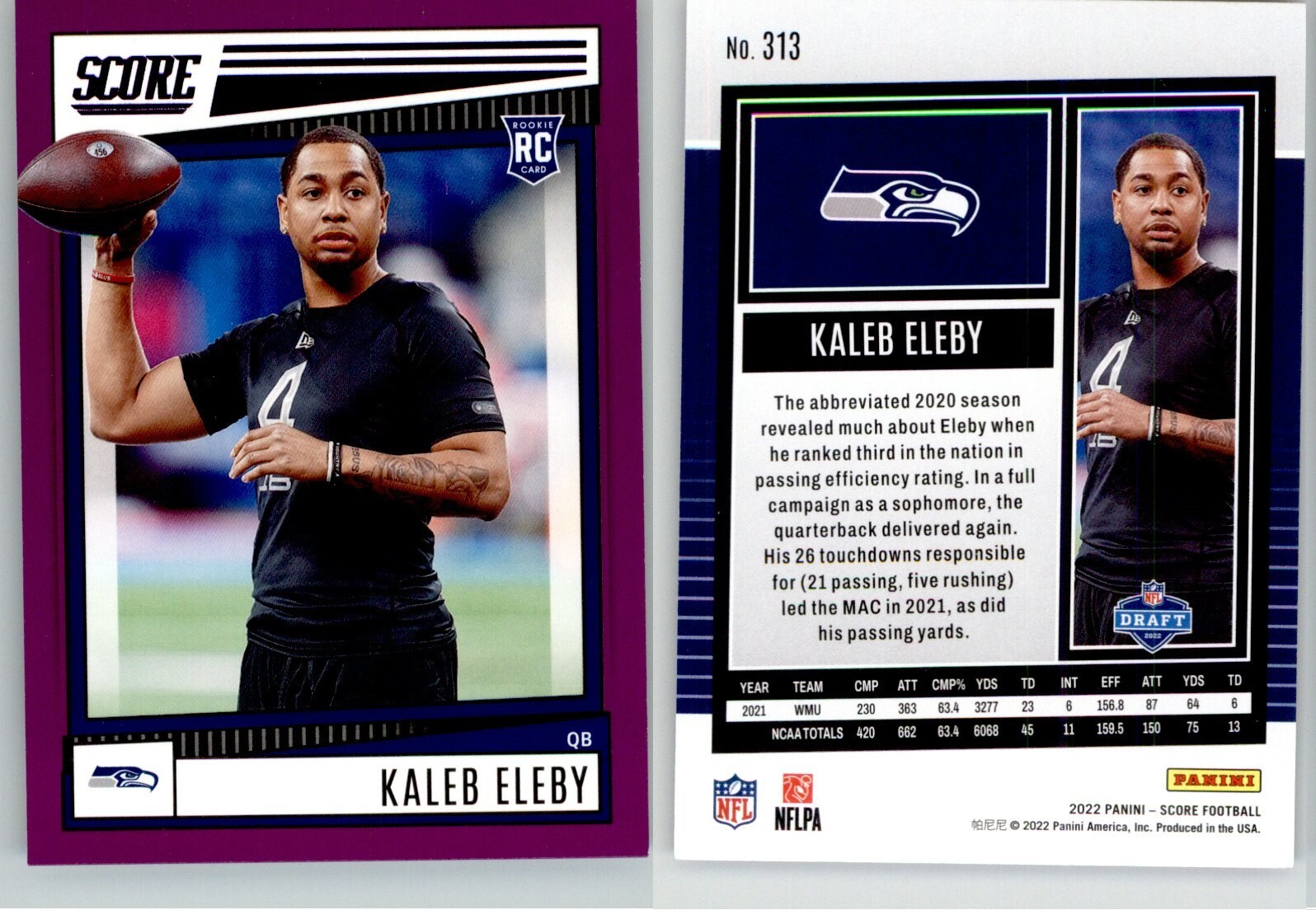 Kaleb Eleby 2022 Score Rookies Purple #313 Rookie RC Seattle Seahawks ...