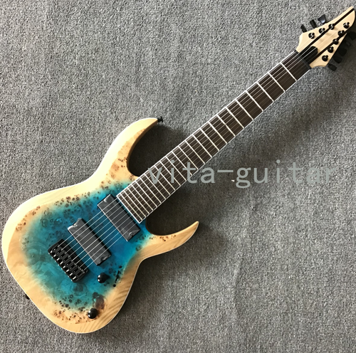 8-string Electric Guitar Blue Burl Flamed Maple Top 24 Frets String ...
