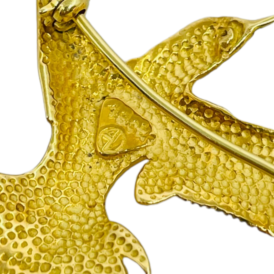 16k Yellow Gold Vintage Diamond Flying Bird Pendant | eBay