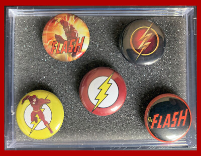 The Flash Comic Book & TV Series Set of 5 (Five) 1 inch Round 3M Rubber ...