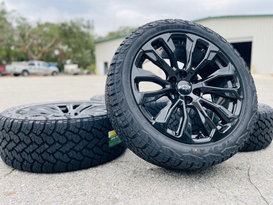 22" Black Chevy Silverado Trail Boss Wheels Rims Tires Factory Style ...