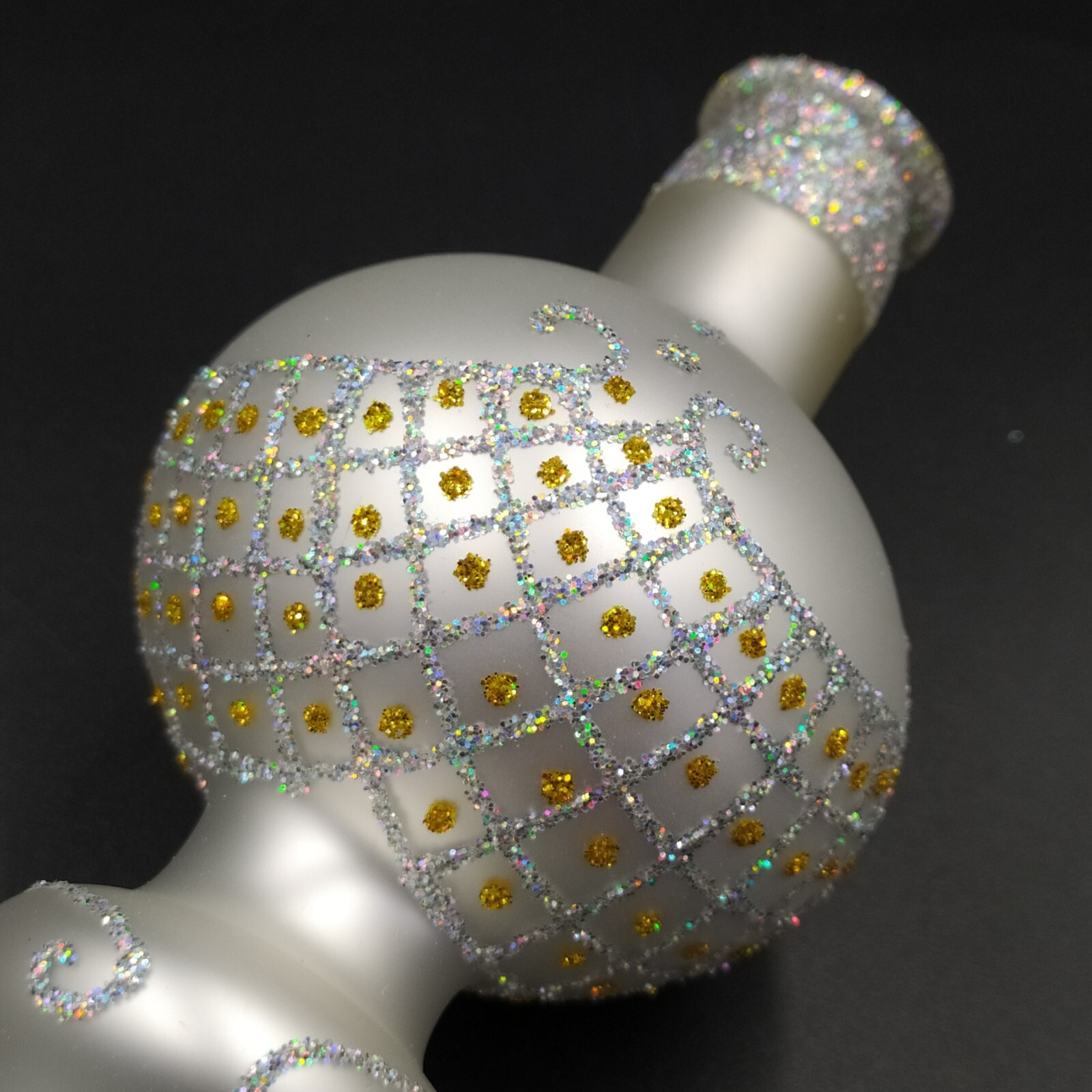 A237 Glass White Gold Painted Tree Topper Christmas Tree Ornament 28 cm ...