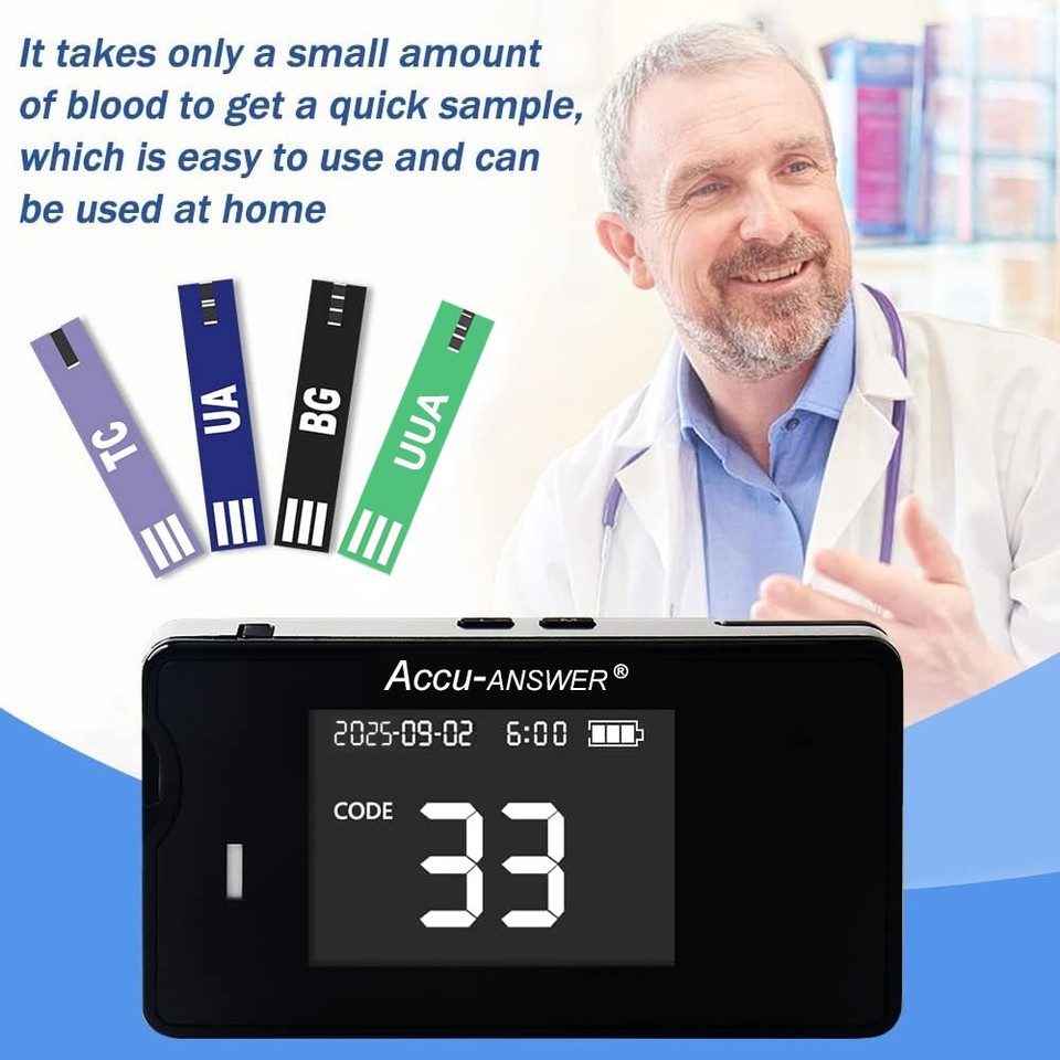 Accu-Answer iSaw 4 in 1 Uric Acid Meter Cholesterol BG Urine Uric Acid ...