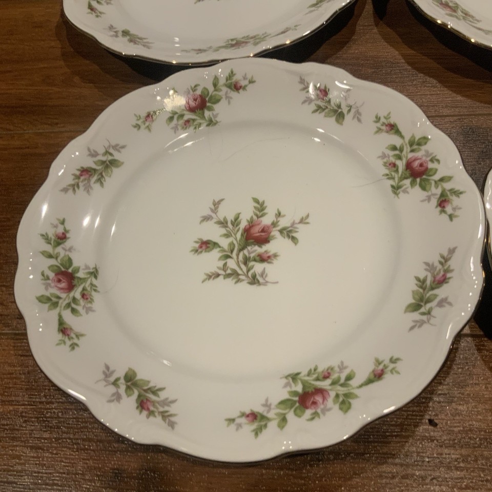 Lot Of 4 Vtg Johann Haviland Germany 10" Dinner Plate Moss Rose Pattern ...