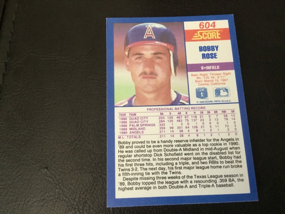 1990 Score Baseball Card #604 Bobby Rose | eBay