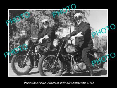 OLD 8x6 HISTORIC PHOTO OF QUEENSLAND POLICE ON THEIR BSA MOTORCYCLES ...