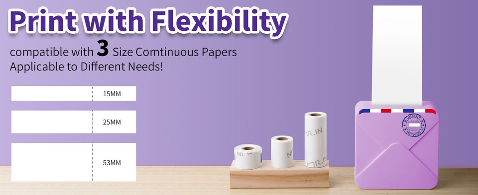 New - Colorwing Inkless Pocket Printer M02S Mini Thermal Printer(Purple ...