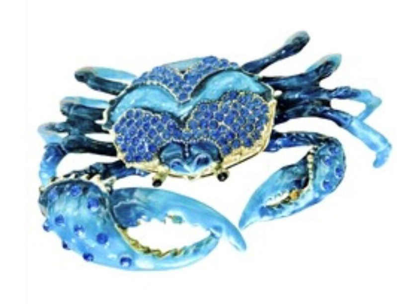 Blue Crab Jeweled Pewter Trinket Box Sealife Decor | eBay