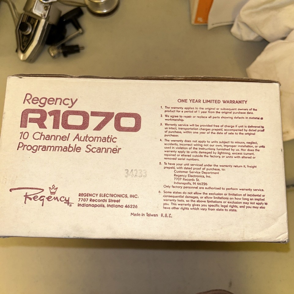 Vintage Regency R1070 Programmable Scanner Works Radio Receiver Extra ...