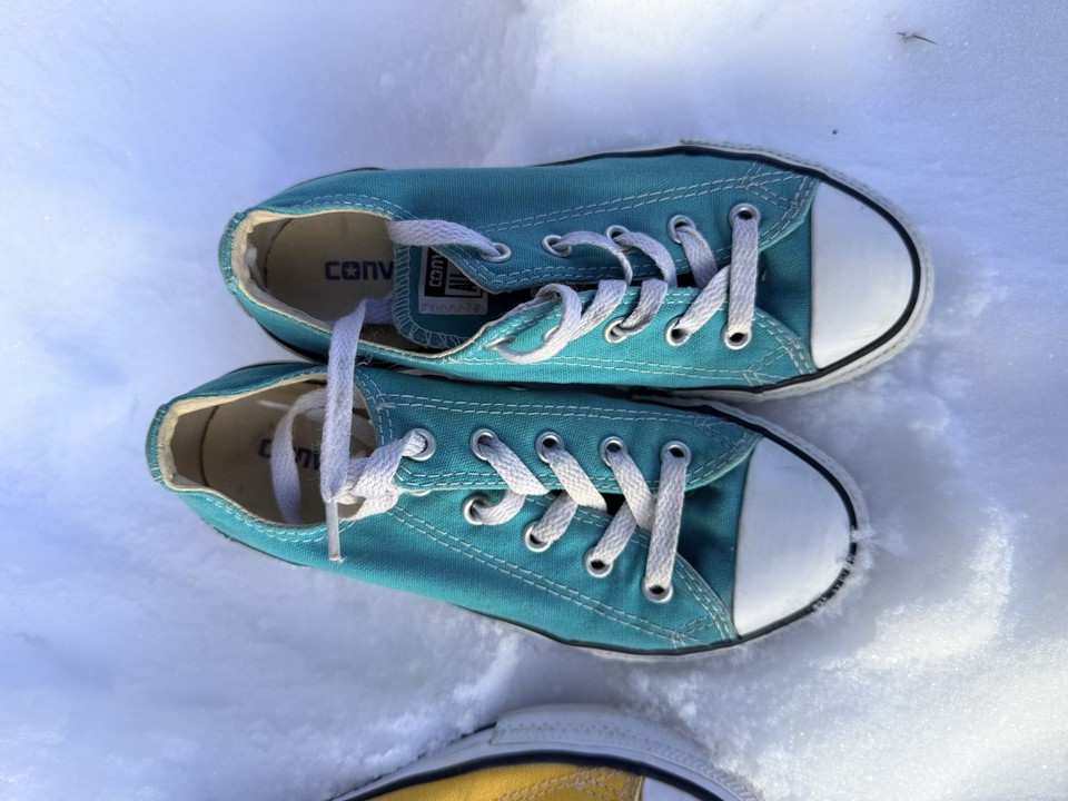2 Pairs of Kids Size 1 Converse Chuck Taylor Shoes - Turquoise & Yellow ...