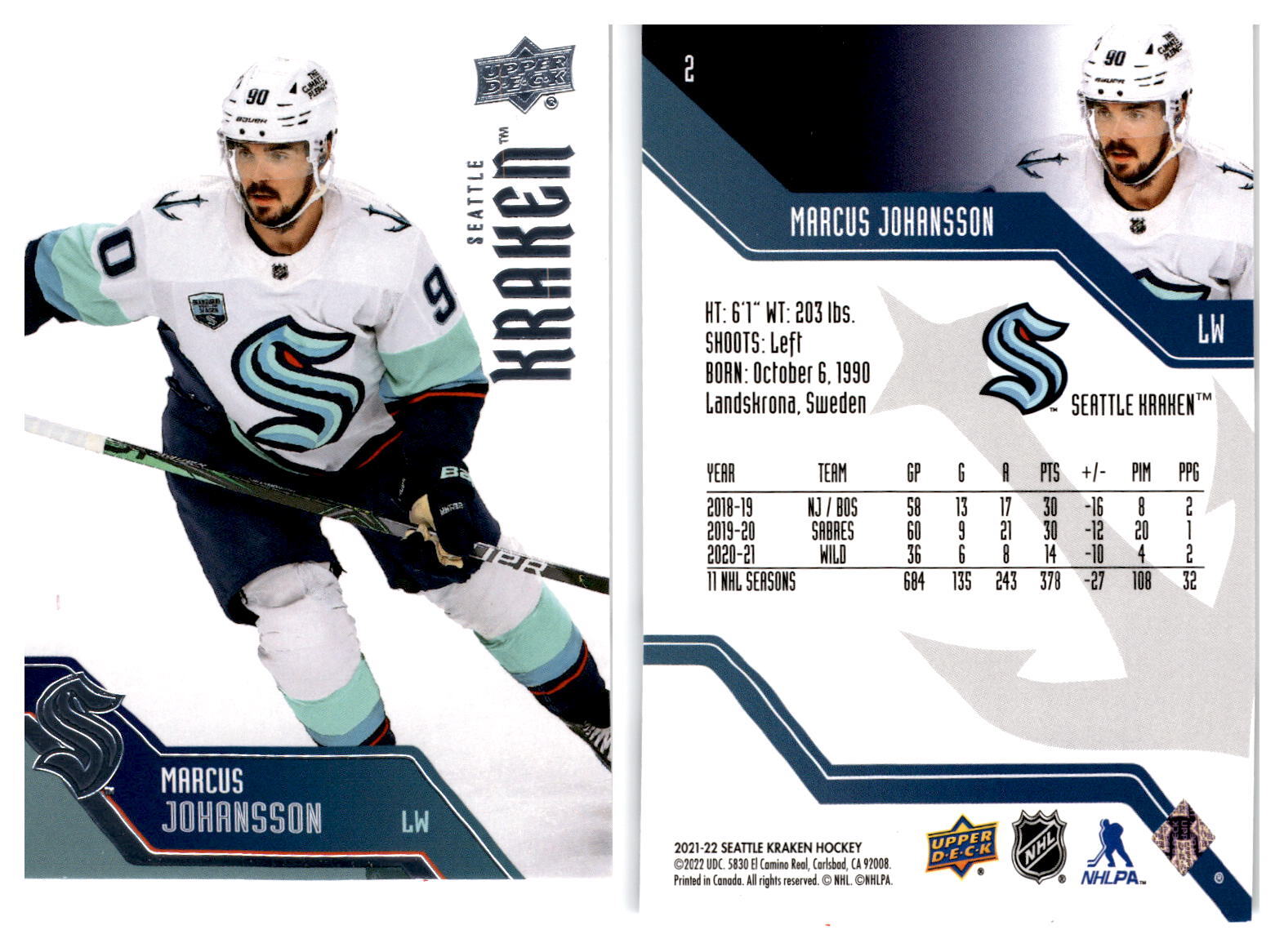 2021-22 Upper Deck Seattle Kraken Box Set Single Fill Complete Pick ...