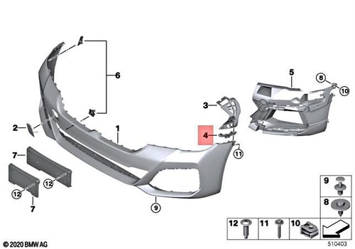Genuine BMW G30 G31 G38 518d 520d ed 520dX 520e Guide bumper left ...