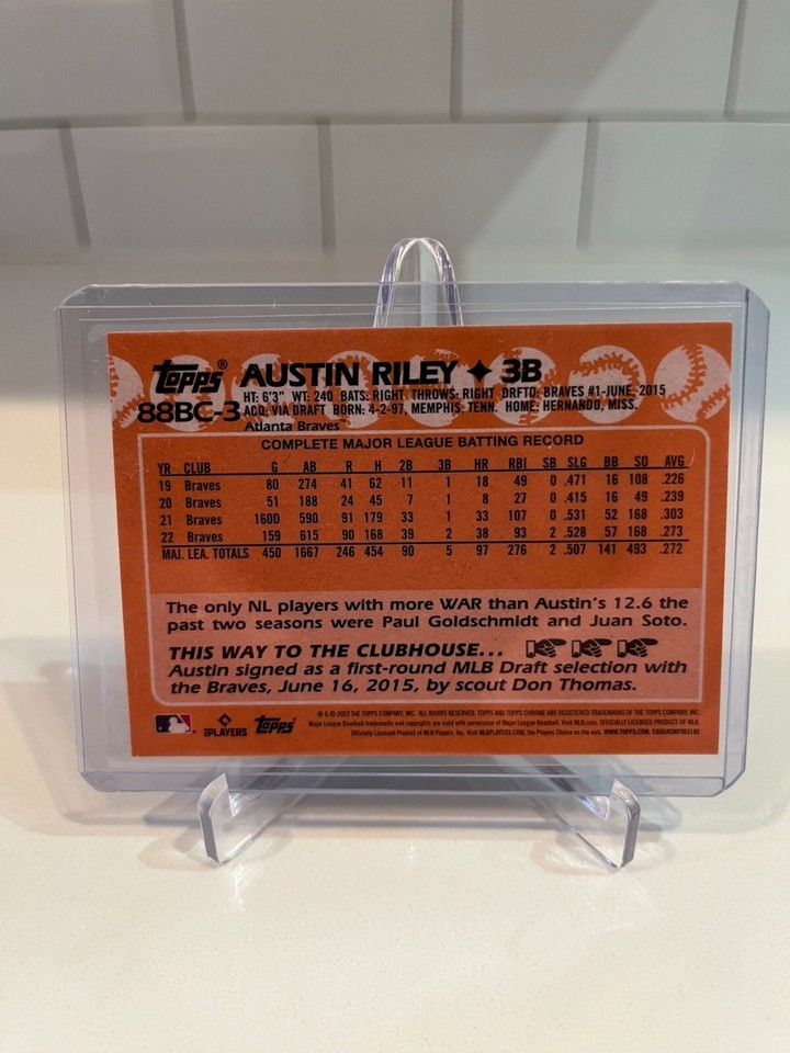 2023 Topps Chrome Baseball Austin Riley 35th Anniversary 1988 #88BC-3 ...