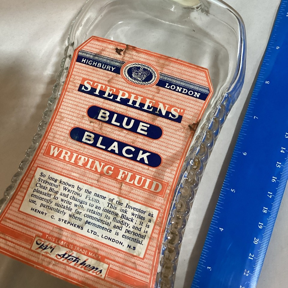Stephen’s Blue Black Writing Ink Bottle Vintage Retro Item Large 10 ...