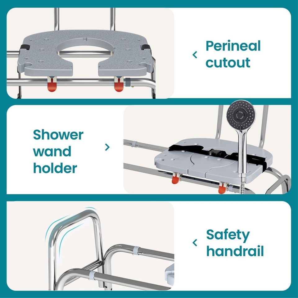 Sliding Shower Transfer Bench Chair Adjustable Shower Seat, Holds Up to ...