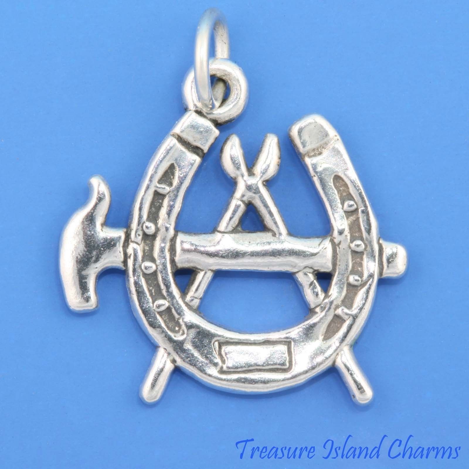 Hammer Fire Tongs Horseshoe Blacksmith Farrier Symbol 925 Sterling ...
