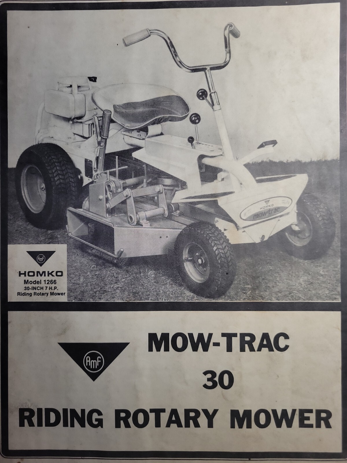 Homko AMF 1266 7 h.p. MOW-TRAC 30 Riding Lawn Mower Tractor Owner ...