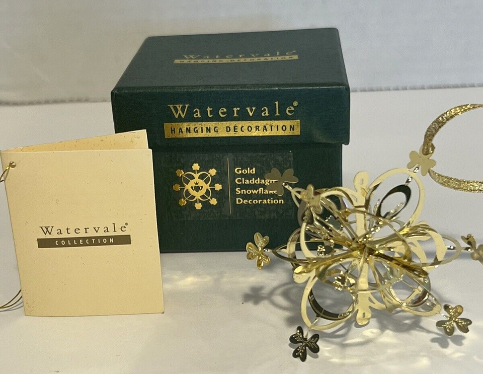 Christmas Tree Ornament Watervale Gold Claddagh Snowflake Irish ...