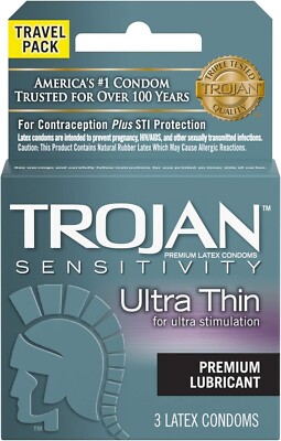 (3PK) Trojan Ultra Thin Ultra Sensitivity, 3 Lubricated Condoms ...